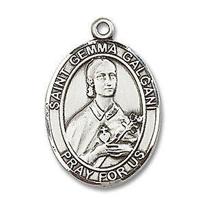 Extel Medium Oval Sterling Silver St. Gemma Galgani Medal, Made in USA