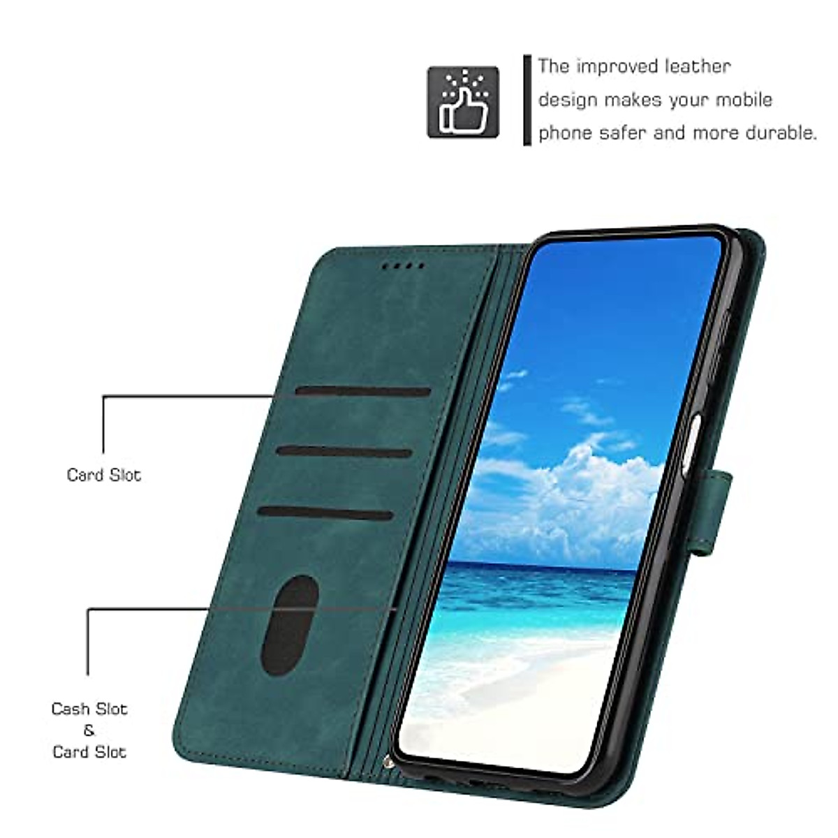Kainevy for Infinix Note 11 Case Wallet Black with Lanyard Durable Leather Case for Infinix Note 11 Phone Case with Card Holder Buckle Flip Design Protective Cover for Womem Men (Green)