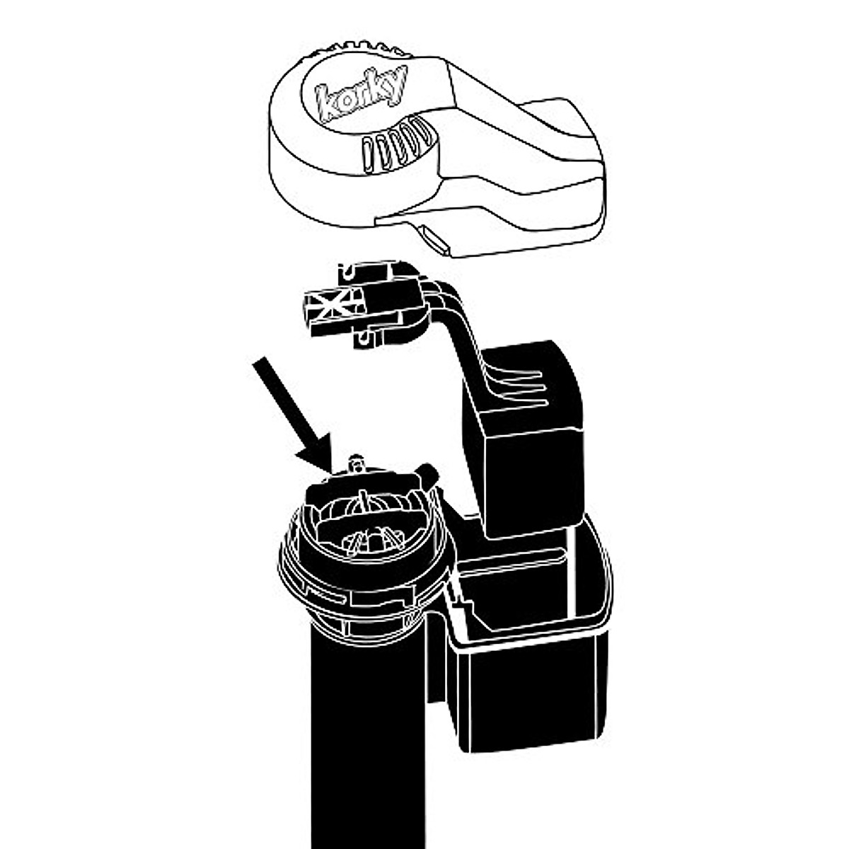 Korky Toilet Repair R528P2 Fill Valve Replacement Cap, Black, Pack of 2