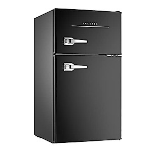 3.0 Cu.Ft Compact Refrigerator with 2 Doors, Mini Fridge with Freezer, 37dB Quiet, 7-Settings Mechanical Thermostat, LED Lights, Small Refrigerator for Bedroom Office, Dorm or Garage, Black