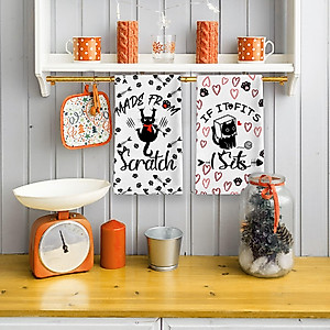 Unibyby Cat Kitchen Towels, Cat Lover Gifts for Women, Decorative Cat Hand Towels for Kitchen, Cat Gifts for Cat Lovers, Housewarming Gift, Cute Cat Dish Towel, Tea Towel, Cat Kitchen Décor