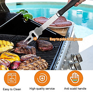 ROMANTICIST 5PCS Guitar Style Heavy Duty Grill Tool Set - Stainless Steel BBQ Tools including Spatula, Fork, Tongs, Basting Brush and Storage Bag in Unique Guitar Shape - Perfect Grill Gift Choice