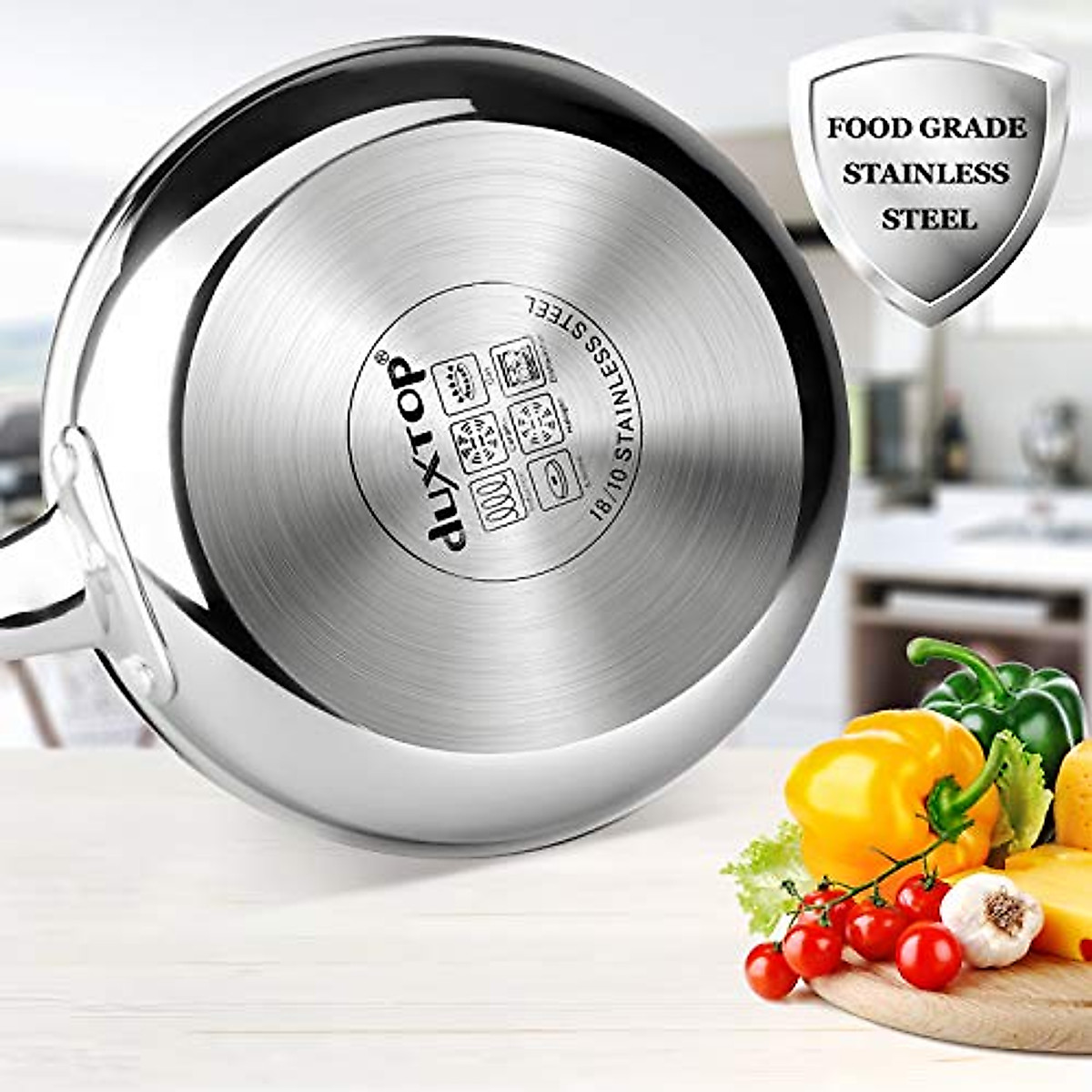 Duxtop Whole-Clad Tri-Ply Stainless Steel Stir-Fry Pan Kitchen Induction Cookware 8 Inches