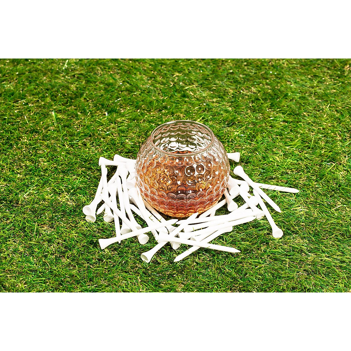 Golf Ball Shaped Whiskey Chillers, Single Whiskey Glass & Storage Bag - Non Lead Crystal Whiskey Stones for Chilling Vodka, Whiskey & Scotch - Fun Cocktail Glasses - Golf Drinking Accessories