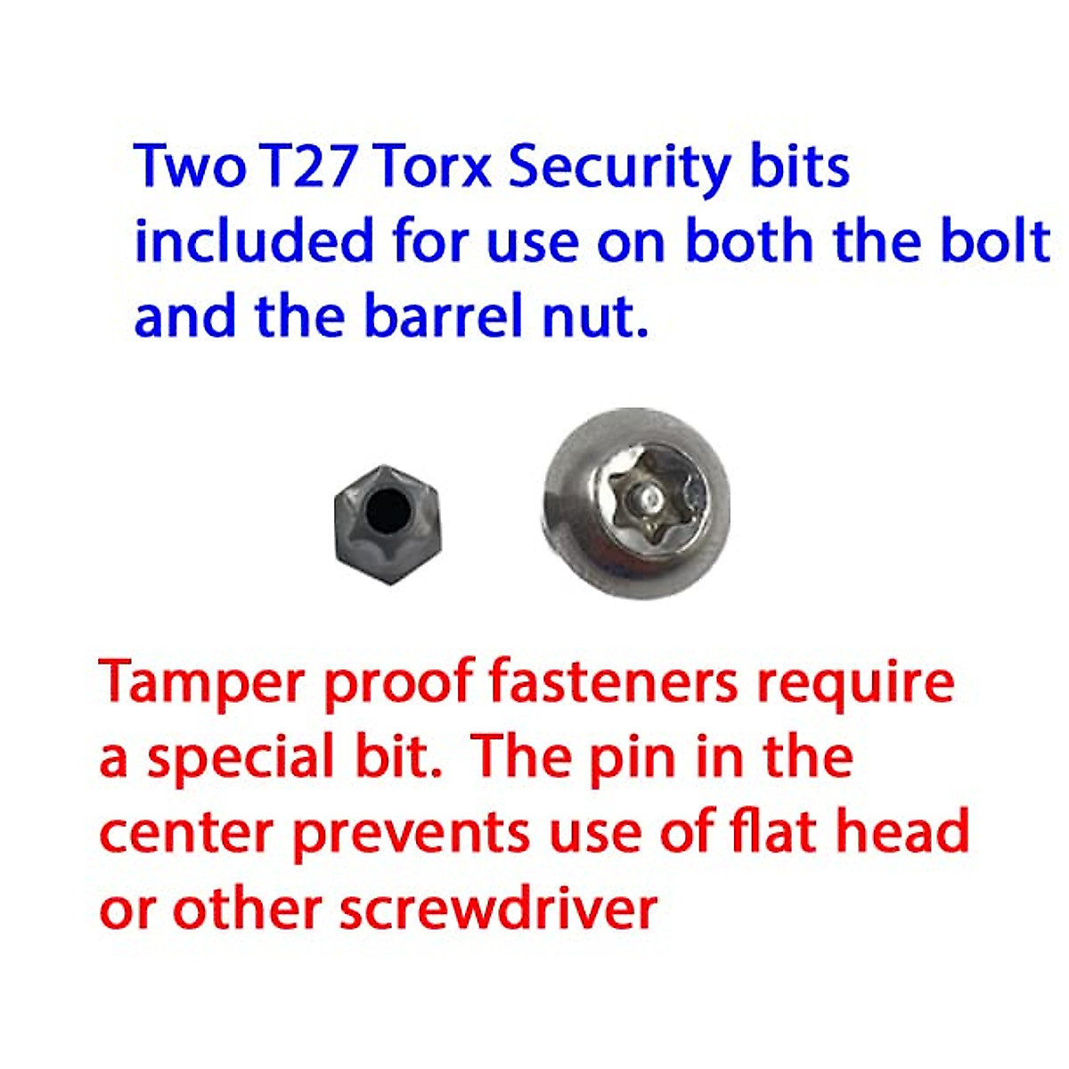 Harris Hardware 90202 T27 Torx Security Stainless Steel 10/24 Threaded Shoulder Bolts and Barrel Nuts for a 1-1/4 in. Panel and 2 Torx Bits