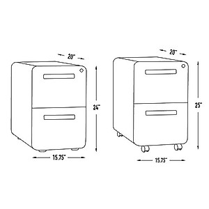Laura Davidson Furniture Stockpile 2-Drawer Modern Mobile File Cabinet, Commercial-Grade (Black/Grey)