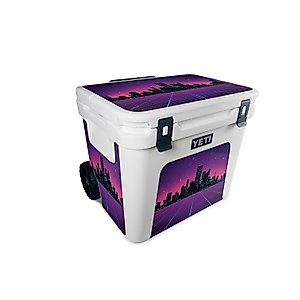 MightySkins Skin Compatible with Yeti Roadie 60 Wheeled Cooler - Synthwave City | Protective, Durable, and Unique Vinyl Decal wrap Cover | Easy to Apply, Remove, and Change Styles | Made in The USA