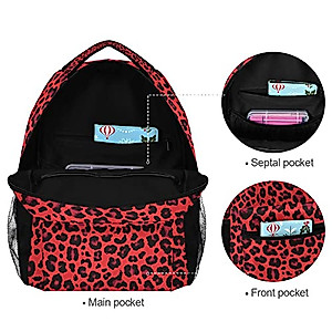 ALAZA Red Leopard Print Cheetah Backpack Purse with Multiple Pockets Name Card Personalized Travel Laptop School Book Bag, Size S/16 inch