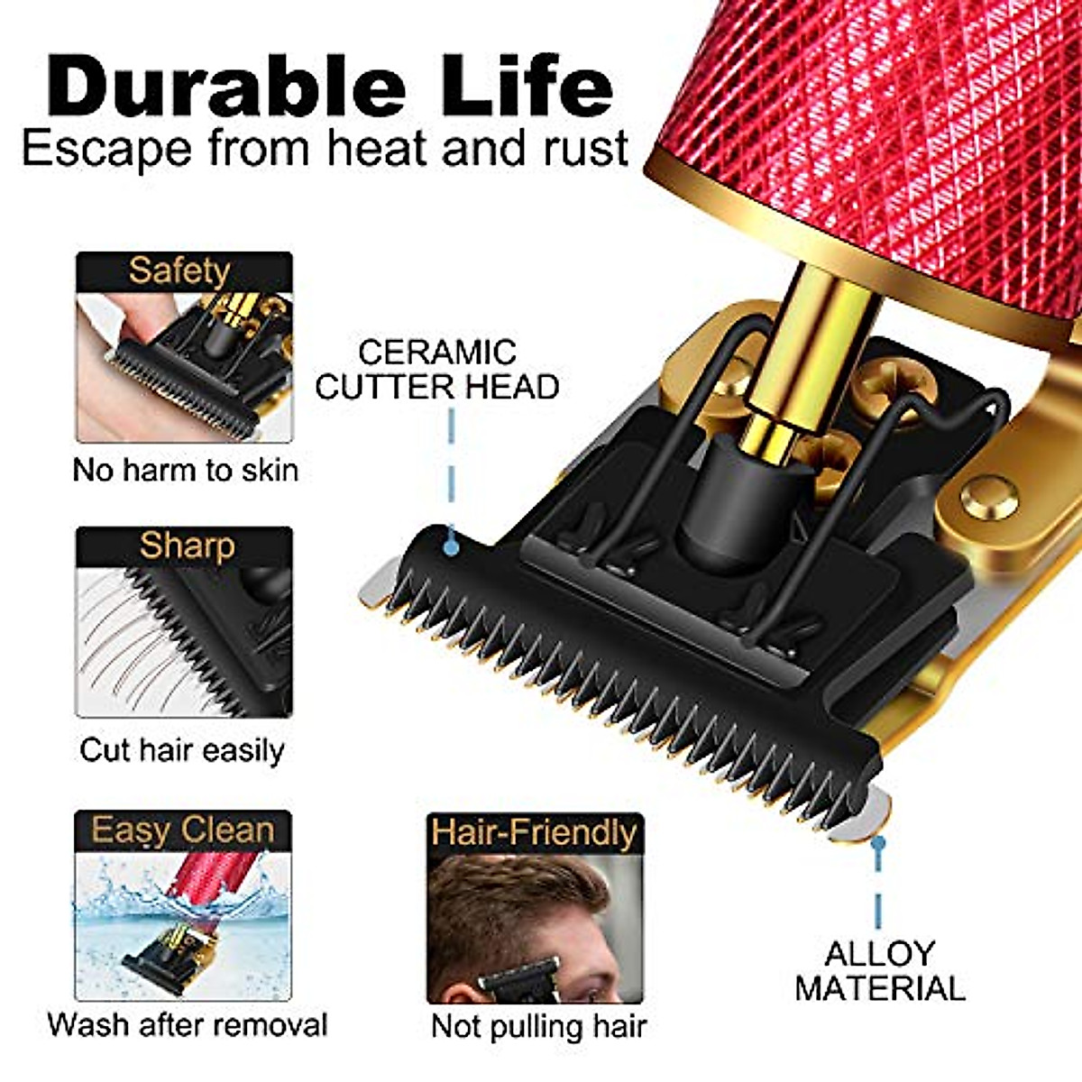 candyfouse Hair Clippers for Men,Cordless Rechargeable Hair Trimmer Metal Body Cutting Grooming Kit Beard Shaver Barbershop Professional (Rainbow)