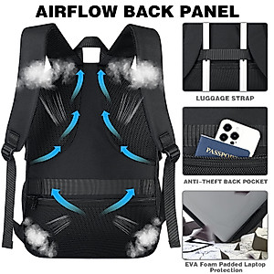 Travel Laptop Backpack, Extra Large Carry on Backpack Flight Approved with USB Charging Port, Water Resistant School College Business Work Bag Gifts for Men Women Students Fits 17 Inch Laptops