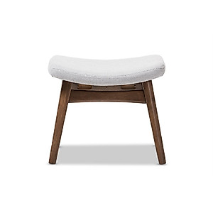 Baxton Studio Vera Mid-Century Modern Light Grey Fabric Upholstered Ottoman