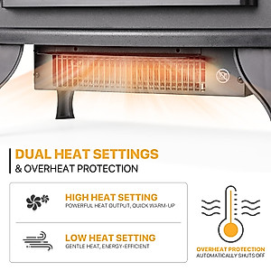 mollie 21-Inch Electric Fireplace Stove 1500W Portable Indoor Freestanding Fireplace Heater with Flame Effect and Adjustable Temperature, Overheating Protection (Black)