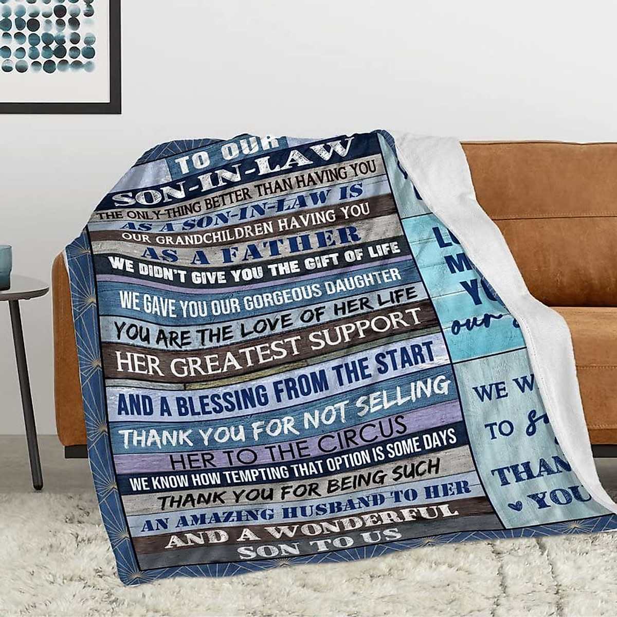 to Son in Law Gift Blanket Birthday Gift Ideal for Son-in-Law Throw from Mother in Law Blankets Soft Warm 50" X 60"