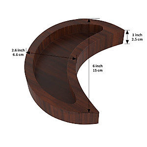 Wood Moon Tray Crystal Holder, Nuadem 6" x 3" Walnut Wood Crystal Display Tray, Crystal Crescent Moon Tray,Crystal Stone Holder - Crescent Crystal Tray for Essential Oil Jewelry Halloween Decor