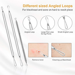 Pimple Popper Tool Kit, UUBAAR 9 PCS Blackhead Remover Tools with Tweezers, 16-Heads Professional Acne Zit Pimple Popper Extraction Tools, Whitehead Comedone Extractor Kit for Facial Nose