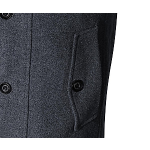 APTRO Men's Pea Coat Wool Jacket Windbreaker Single Breasted Winter Coat 1108 Dark Grey M