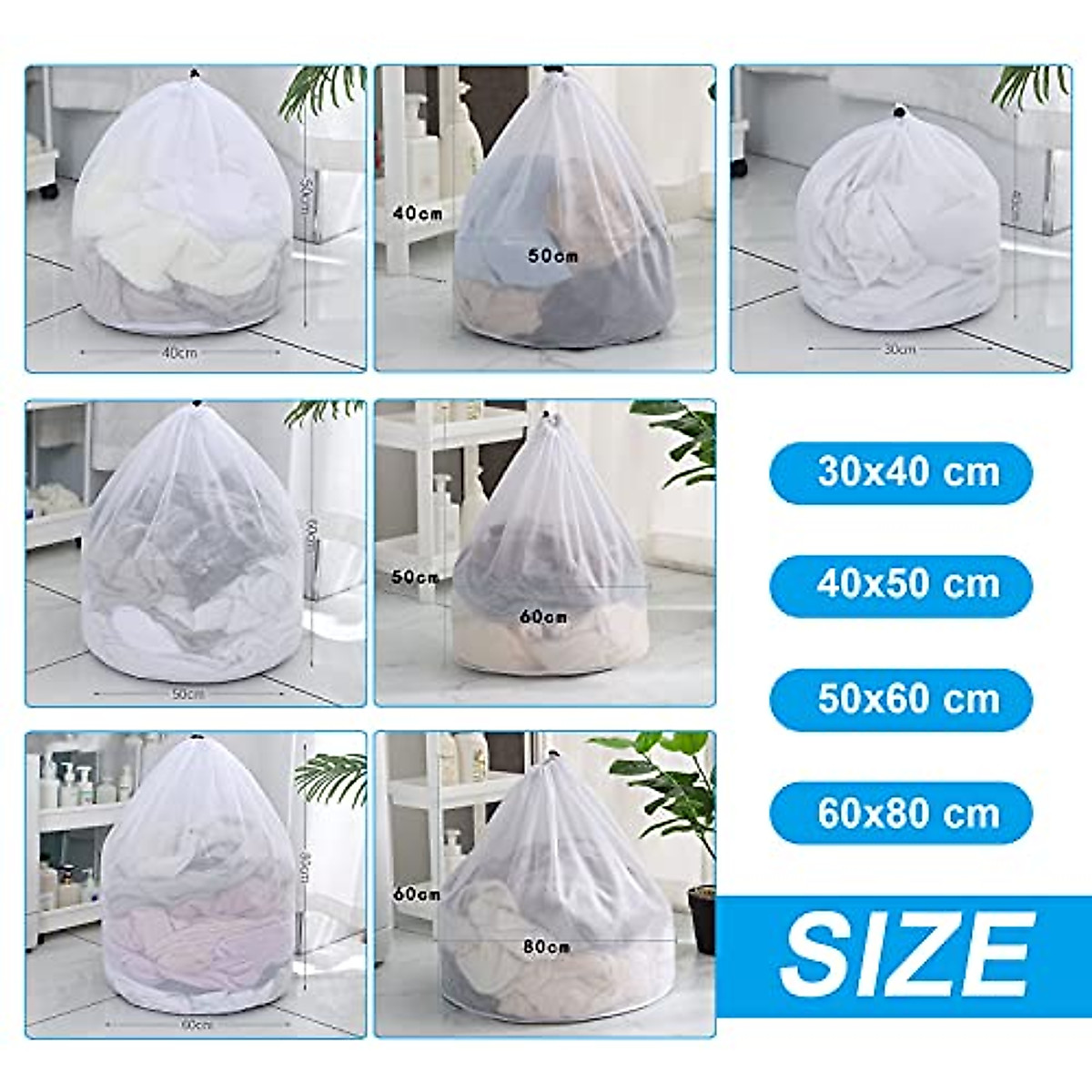 MPWEGNP Towels for Bathroom Clearance Laundry Bag Drawstring Net Wash Bag Laundry Mesh Bag Reusable Laundry Machine Bathroom Products Bathroom Trash Cans with Lids (White, L)