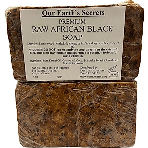 Our Earth's Secrets Raw African Black Soap, 1 lb.