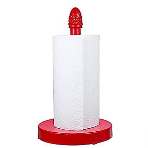 Decorative Paper Towel Holder Stand, Vintage Metal Roll Paper Towel Stand, Easy One-Handed Tear for Kitchen Countertop Bathroom Home Decor, Red