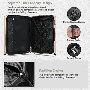 Merax 3 Pcs Expandable ABS Hardshell Luggage Sets with Spinner Wheel Suitcase TSA Lock Suit Case, Golden Green, (20/24/28)