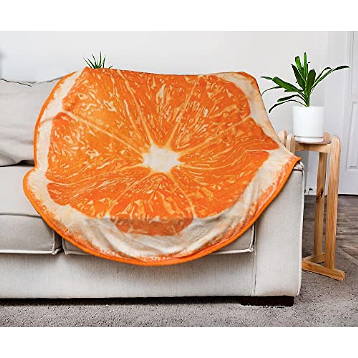 Orange Slice Round Fleece Throw Blanket | Plush Soft Polyester Cover for Sofa and Bed, Cozy Home Decor Room Essentials and Collectibles | 60 Inches