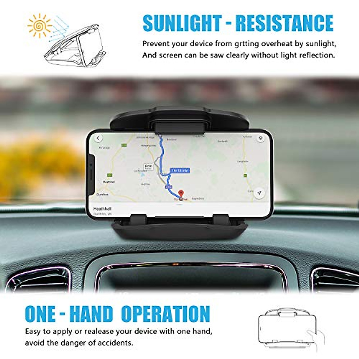 WixGear Car Phone Mount, Dashboard Cell Phone Holder, Dash Mount Cell Phone Holder for Smartphone, Mobile Phone Car Mat Pad for Samsung, Galaxy, Nokia Smartphone, Google and Note