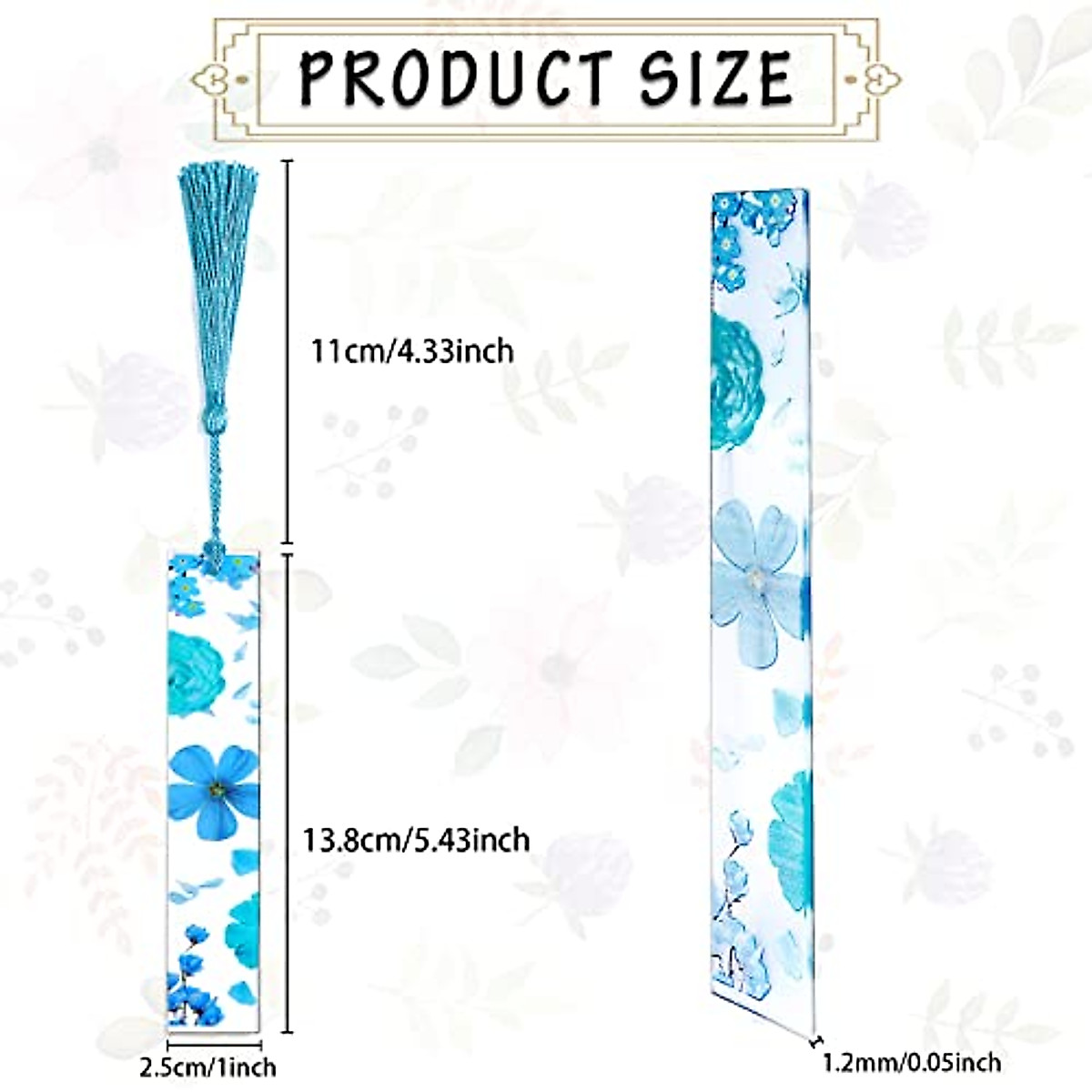 16 Pieces Flower Resin Bookmarks,8 Sets Flower Acrylic Bookmarks,Transparent Floral Bookmarks with Tassels,Floral Resin Bookmarks Colorful Flower Printing Bookmarks for Women Teacher Kids Book Lovers