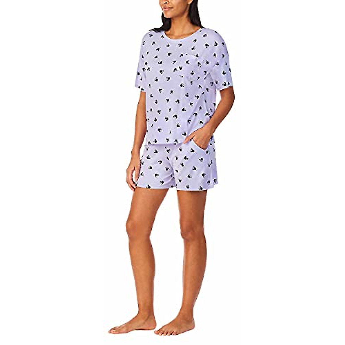 Disney Womens Short Pajama Set with Pockets (Purple, X-Large)