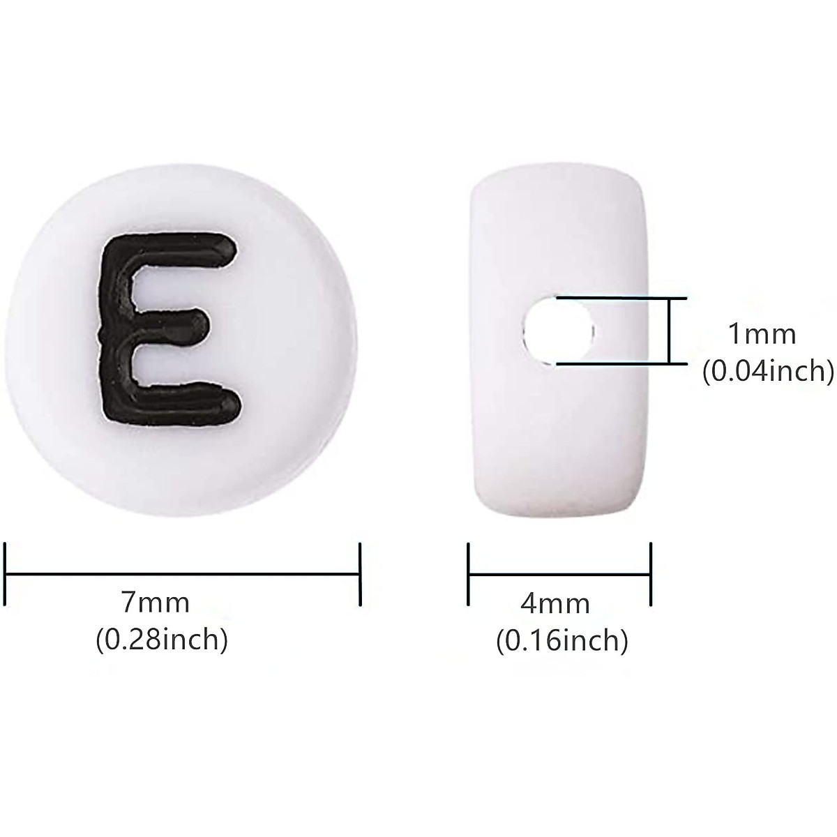 Bxwoum 100PCS Letter Beads 4X7mm Acrylic Alphabet Beads for Jewelry Making White Round Vowel Letter E Beads for Bracelets Making Necklaces DIY