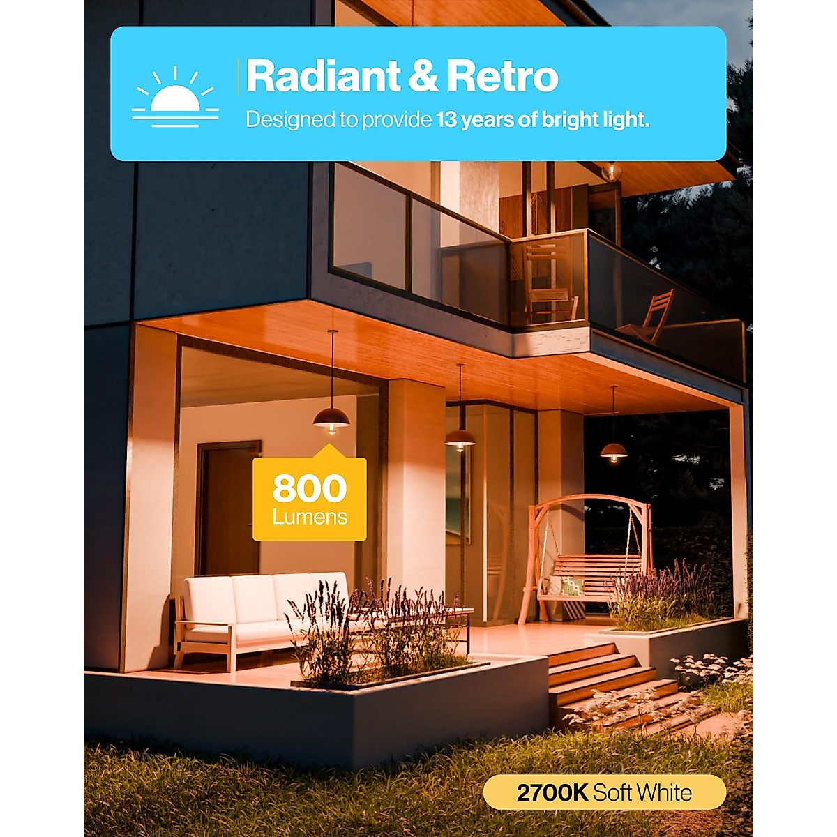 Sunco 10 Pack 60W Vintage LED Edison Bulbs Equivalent 8.5W CRI92 800 Lumens, Dimmable ST64 Filament 2700K Soft White E26 Medium Base Light Bulbs High Brightness Clear Glass Waterproof UL