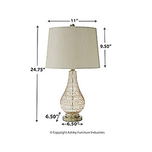 Signature Design by Ashley Latoya Contemporary 25" Curved Glass Table Lamp, Champagne