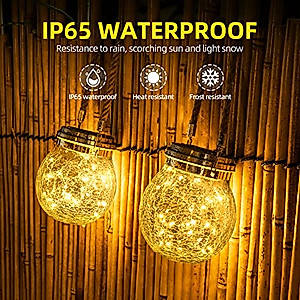 ROSHWEY Solar Lantern, 2 Pack Garden Decor Waterproof Outdoor Lanterns with 30 LED Christmas Decorations Solar Lights Patio Hanging Lights for Backyard Fence Pathway, Warm White