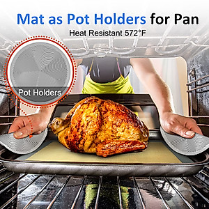 Silicone Baking Mat & Multi-purpose Microwave Mat, 3 in 1 KooMall Non Stick Reusable Cookie Sheet Liner, Half Sheet for Oven, Round Mat as Pot Holders Hot Pad Trivet, Heat Resistant, Food Grade, Grey