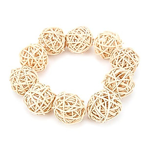 10Pcs Rattan Balls, Sepak Takraw Toy Natural Color Rattan Safe and Harmless Parrot Small Animal Chew Toy for Parrot