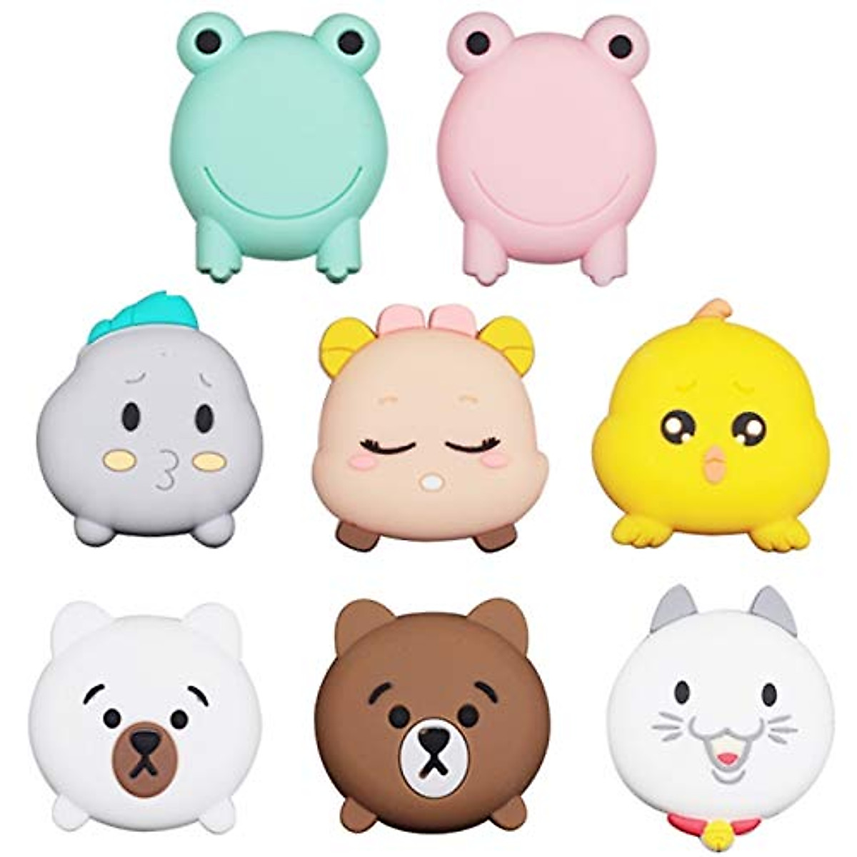 Door Handle Bumper 8 PCE Self-Adhesive Cartoon Animals Wall Protector Door Knob Wall Shield Rubber Buffer Crash Pads Door Stoppers for Furniture Glass Table, Bear Deer Frog Cat Chicken & White Cloud