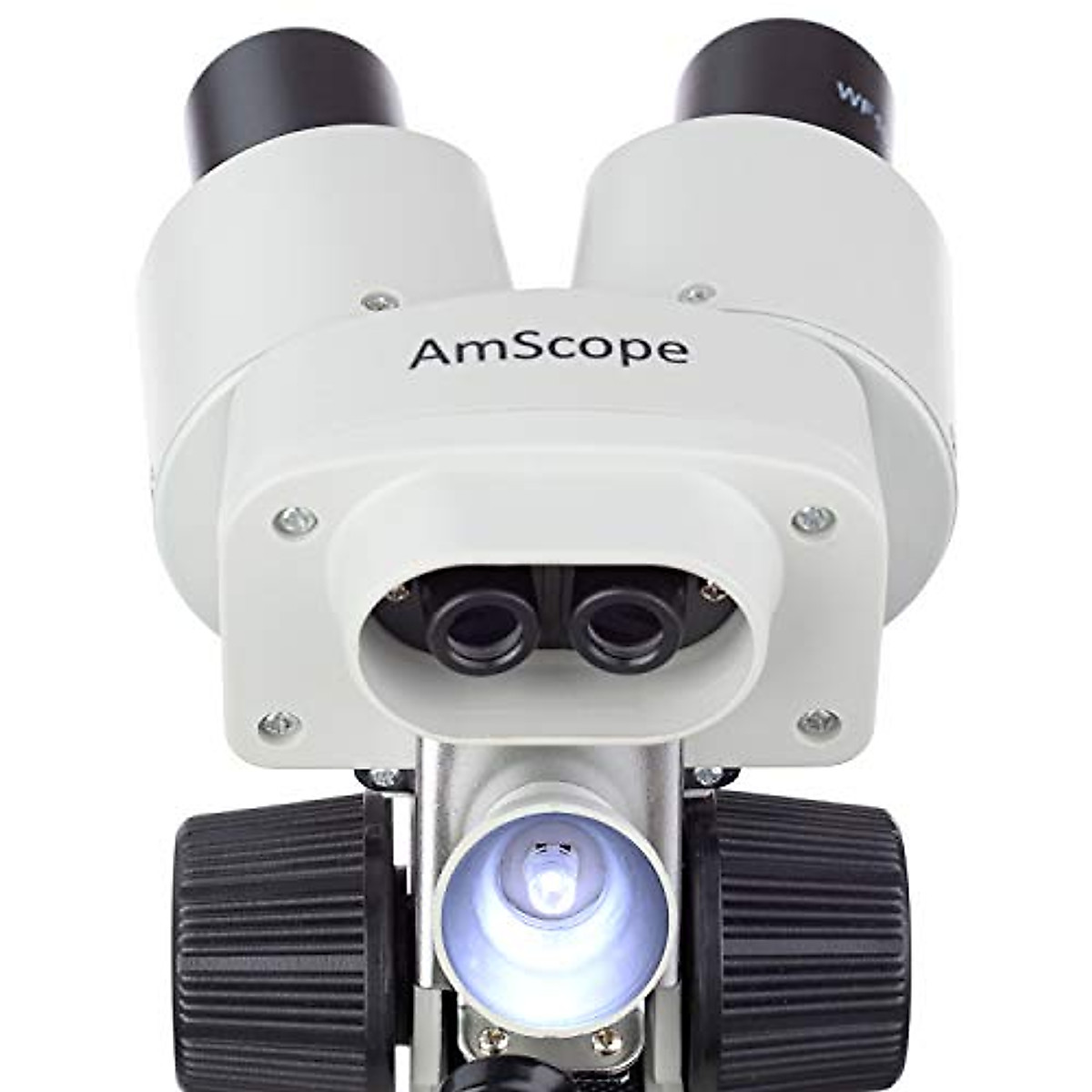 AMSCOPE-Kids SE100Z-LED Portable Binocular Stereo Microscope, WF10X and WF20x Eyepieces, 20X and 40X Magnification, 2X Objective, LED Light Source, Reversible Black/White Stage Plate, Battery-Powered