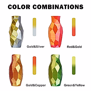 Silk Filament 1.75mm PLA Bundle - ERYONE PLA 3D Printer Filament -Dual Color 3D Printing Filament Dimensional Accuracy +/- 0.03mm, 250g * 4 Spools