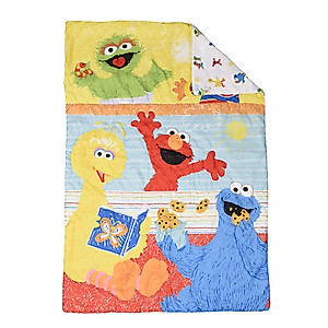Expressions 3 Piece Toddler Bedding Set Sesame Street Standard Crib Bedding Set, Includes Soft Microfiber Reversible Comforter, Fitted Sheet, Pillowcase for Kids
