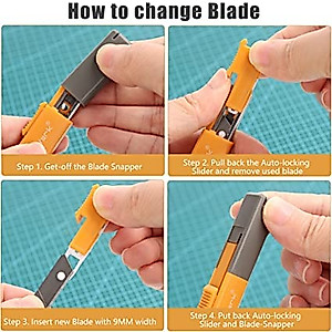 Mulwark 16PC Box Cutter Retractable Utility Knife Set - Heavy Duty Craft Knife with 10PC Sharp Snap-off 9MM 30 Degree Blades, 5PC 60 Degree Blade for Precision Cutting