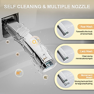 TEISVAY Smart Toilet with Bidet Built in, Auto Open & Close Smart Toilet with Foot Sensing, Smart Bidet Toilet with Heated Seat Smart Toilets for Bathroom with User Habit Setting