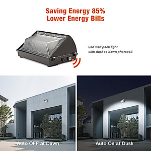 LED Wall Pack Light 120W/100W/80W Selectable(18000LM), 100-277v Dusk to Dawn with Photocell, 3000K/4000K/5000K Switchable, IP65 Waterproof Wall Mount Outdoor Light for Stadium,Yard, Buildings, Parking