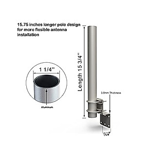 Technical Pole Mount Accessory for Outside Antenna(Signal Booster Antenna, Yagi Antenna, Antenna Expansion kit), Stronger Structure with Double U-Bolts (1 1/4" Diameter, 15 3/4" Length)