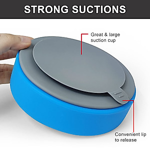 KVK Silicone Suction Go Bowls 2 in 1 Compact Design, Toddler Plate with Upgraded Suction Cup for Baby Kids Infant, Little Bowls On The Go, 2 Set Blue