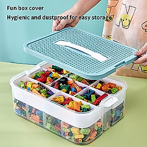 AEEISHOMEREFORM Toy Organizer Bins with Compartments, Building Blocks Storage, Storage Containers for Building Brick Storage, Plastic Stackable Organizer Bin Toy Chest (Green)