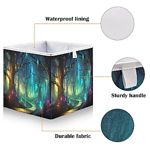 Coikll Fairy Forest Foldable Organizer Storage Bins Cube Baskets for Home Closet Drawers Shelf Toys -11*11*11in