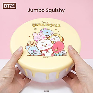 Hamee LINE Friends BT21 (Baby) [Surprise Capsule Series] Cute Water Filled Squishy Toy [1 Pc. (Mystery - Blind Capsule)] + 1 x Slow-Rising Glazed Cake Squishy Toy [Jumbo Size]