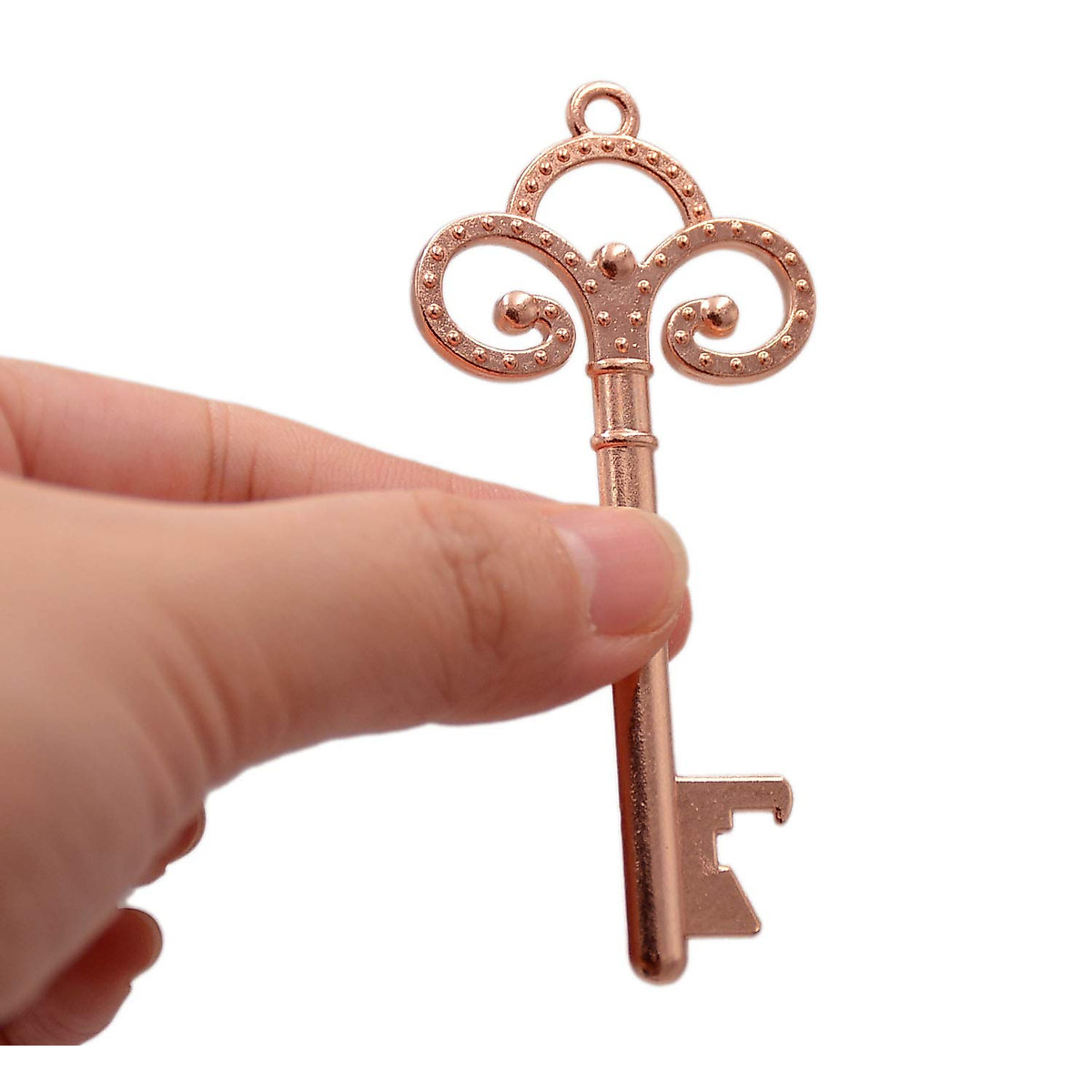 50pcs Rose Gold Skeleton Key Beer Bottle Opener With 100 Pcs Thank You Card and 98 Feet Hemp Rope for Wedding Party Favors