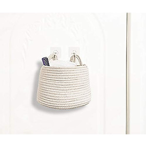 Small Woven Cotton Rope Storage Basket,2 Pack Cute Cotton Rope Baskets with handle,Baby Nursery Organizer for Toy Storage Bin | Pet Gift Basket for Cat,Dog,10 x 10 x 7 Inch