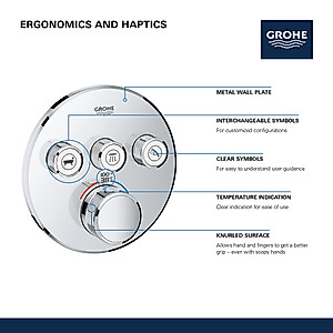 GROHE 29138EN0 Grohtherm Triple-Function Shower Thermostatic Valve Trim Kit, Brushed Nickel Infinity Finish