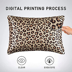 2 Pack Satin Pillowcase for Hair and Skin, Leopard Print with Envelope Closure, Satin Silk Pillow Cases 20x36 inches/King Size